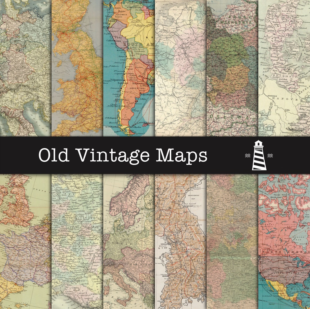Vintage Maps Digital Paper, Antique Maps, Junk Journal Maps, Vintage ...
