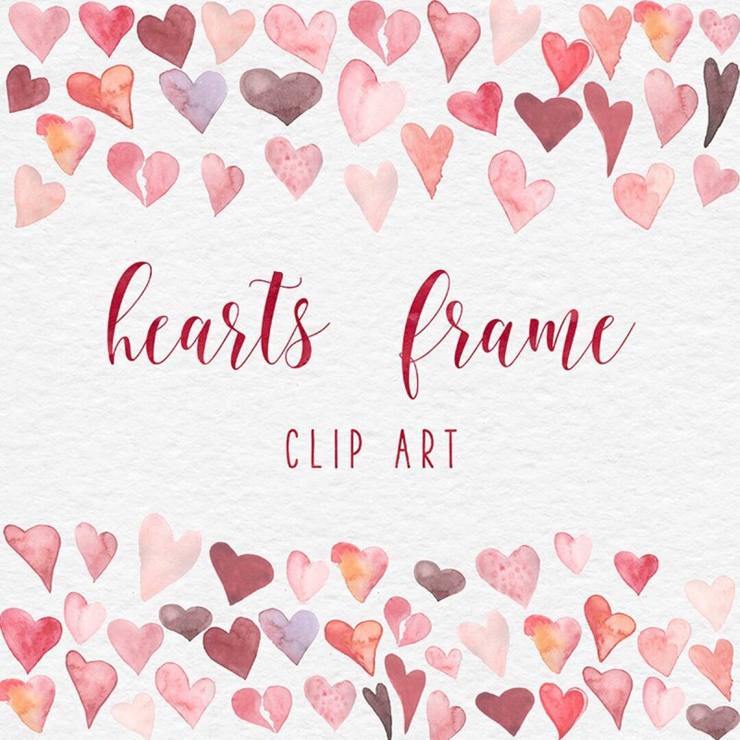 Watercolor Frames, Watercolor Hearts Frame Clipart, Valentine Hearts ...