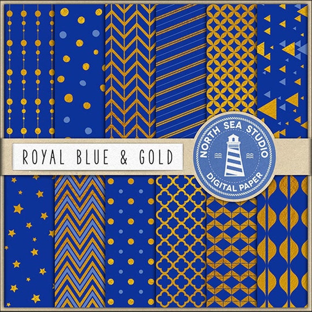 Gold Digital Paper Blue and Gold Paper Blue Backgrounds Gold - Etsy