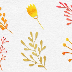 Watercolor and Gold Botanical Clipart, Hand Painted Watercolor & Gold ...