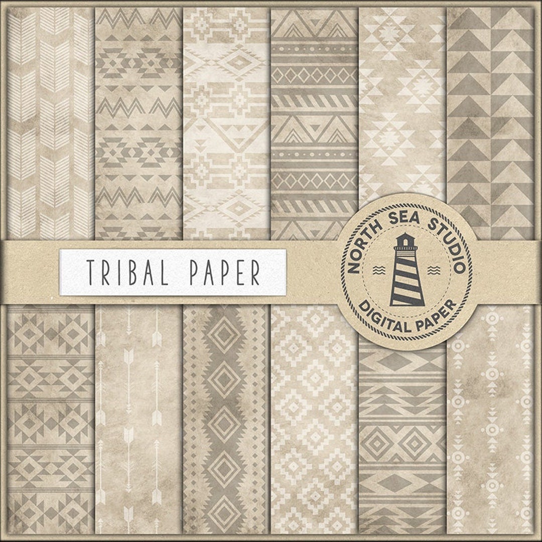 Tribal Digital Paper Pack Vintage Tribal Paper Printable Backgrounds 12 ...