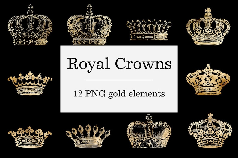 Gold Crown Clipart Royal Crowns Images King Crown Queen - Etsy