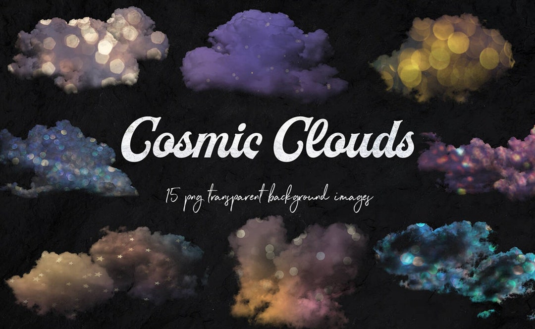 Cosmic Clouds Clipart, Magical Clouds, Colorful Dreamy Cloud, 15 PNG ...
