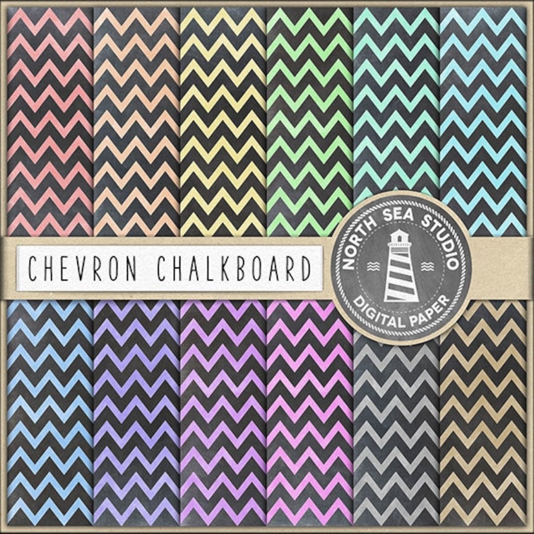 Chalk Zig-zag, Chalkboard Chevron Digital Paper Pack Scrapbook Paper ...