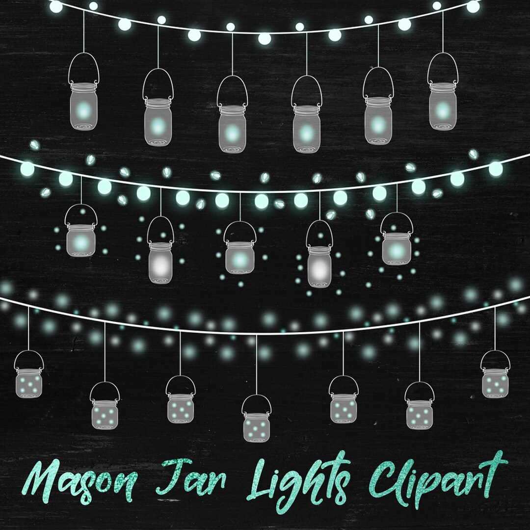 String Lights Clipart, Fairy Lights Overlays, Mason Jar Lights, Png ...