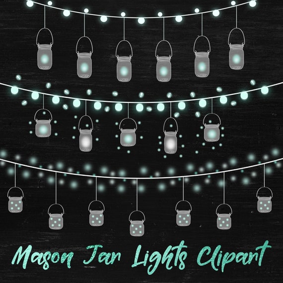 String Lights Clipart Fairy Lights Overlays Mason Jar | Etsy