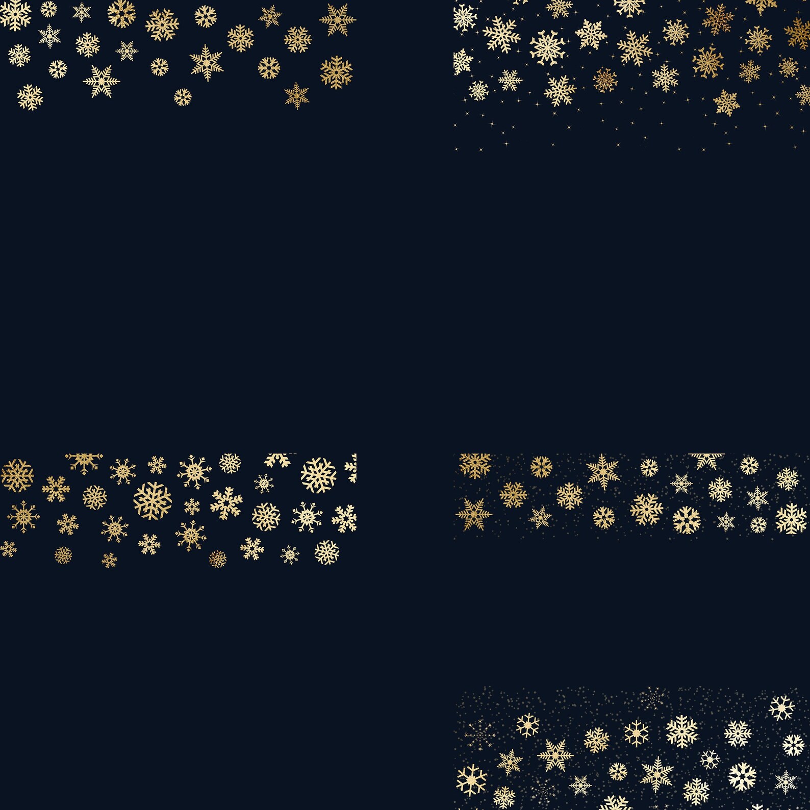 Hello Winter Digital Frames, Gold Snowflake Borders, Gold Falling ...