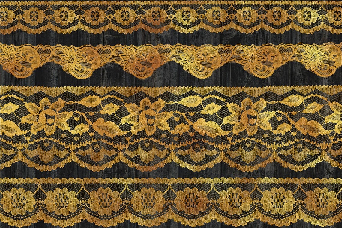 Gold Lace Borders Clipart Gold Floral Lace Borders Wedding - Etsy