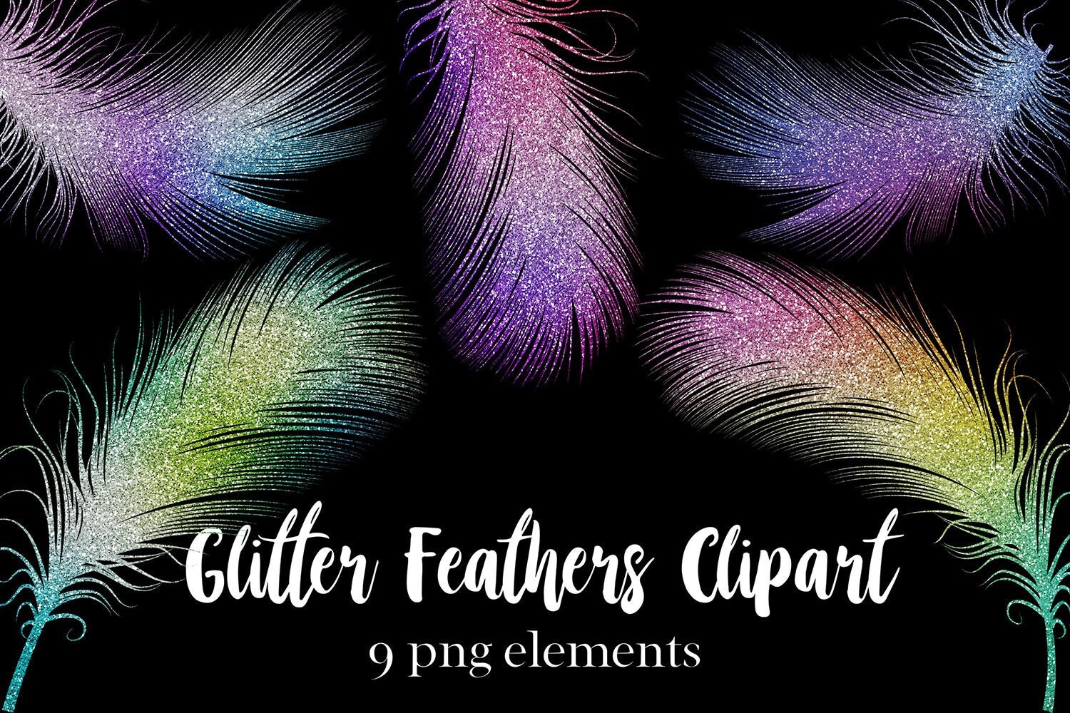 Glitter Feathers Clipart Sparkle Feather Images Galaxy - Etsy Australia
