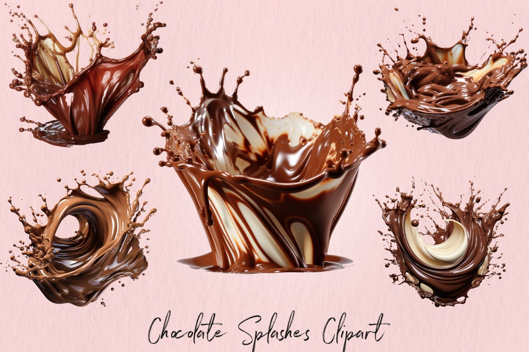 Chocolate Splash Clipart, PNG Pack, Melted Chocolate Decadence, Photo ...