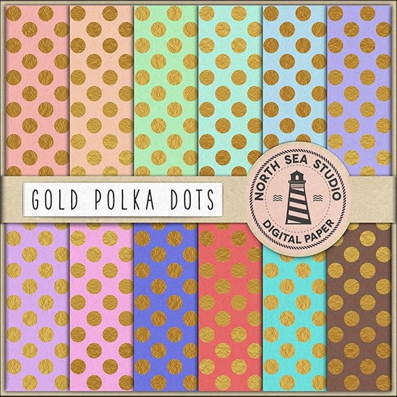 Gold Polka Dot Digital Paper Pack Scrapbook Paper Polkadot - Etsy