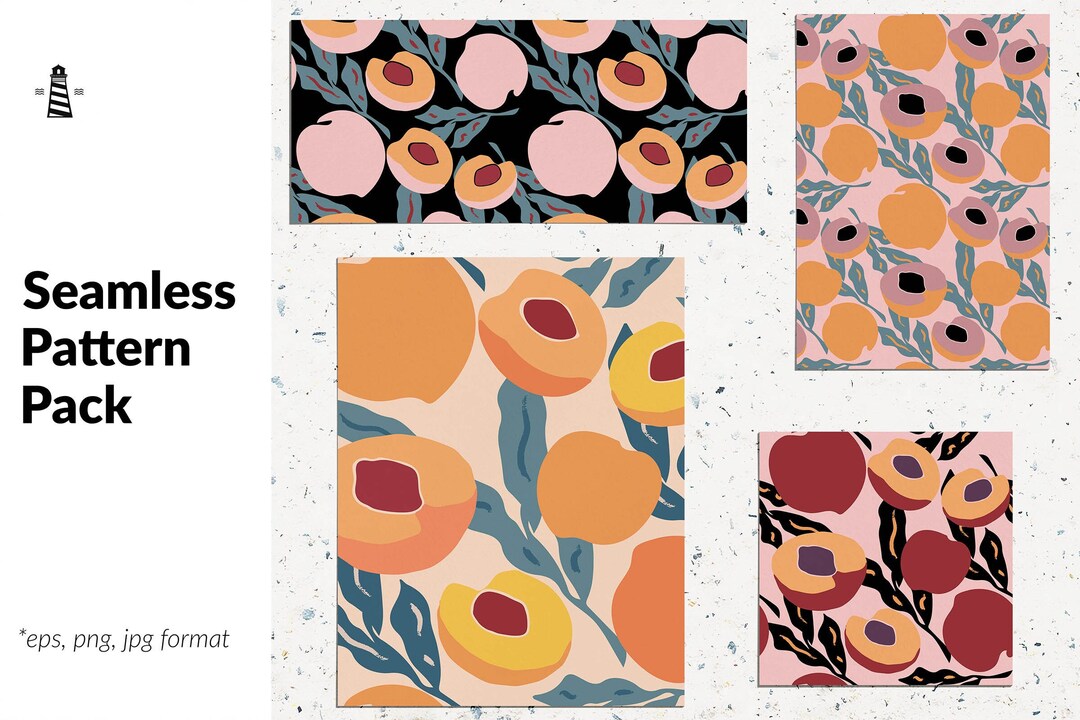Fresh Peach Digital Paper, Seamless Patterns, Vector Backgrounds With ...