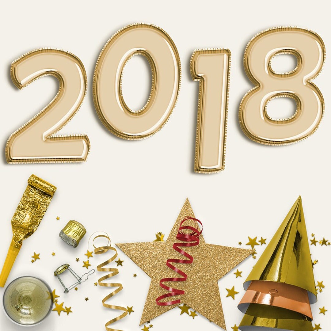 Gold Balloon Numbers Clipart, Gold Foil Numbers, New Year Clip Art ...