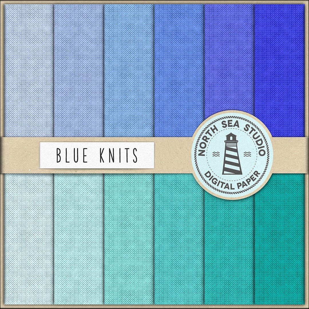 Seamless Digital Paper, Knit Papers in Blue Shades, Knitted Backgrounds ...