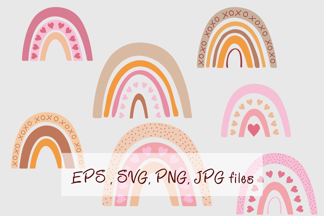 Boho Rainbow Svg Clipart, Cute Rainbows Cut Files, Nursery, Baby Shower ...