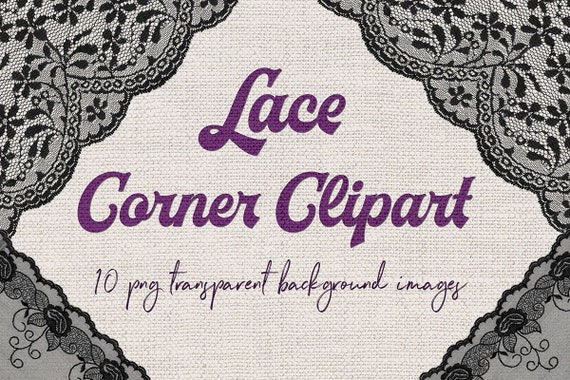 Lace Corner Clip Art Black Corner Borders Black Lace - Etsy