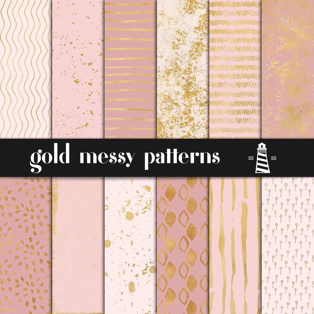 Gold Messy Patterns, Gold Digital Paper, Hand Painted Gold Patterns ...