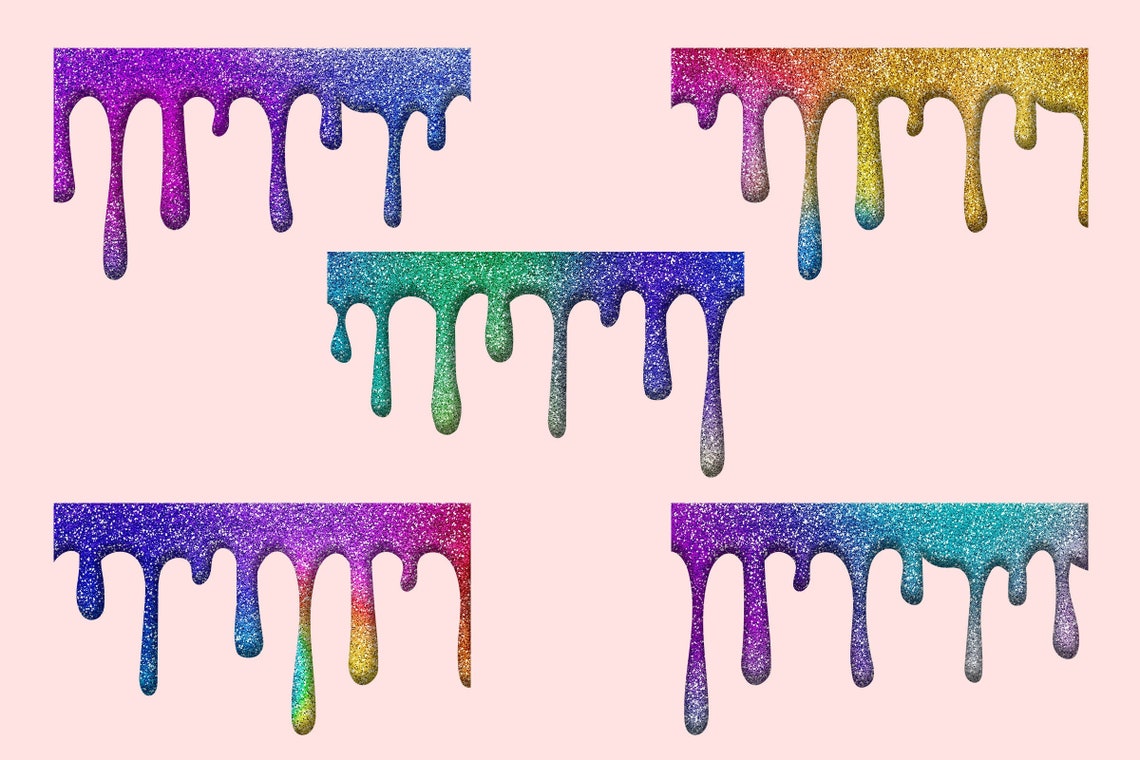 Glitter Dripping Overlays, Dripping Glitter Clipart, Rainbow Glitter ...