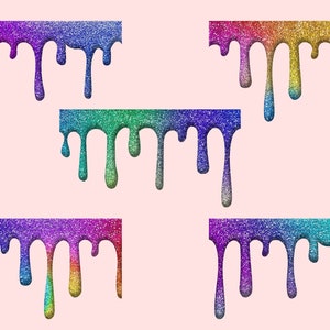 Glitter Dripping Overlays, Dripping Glitter Clipart, Rainbow Glitter ...