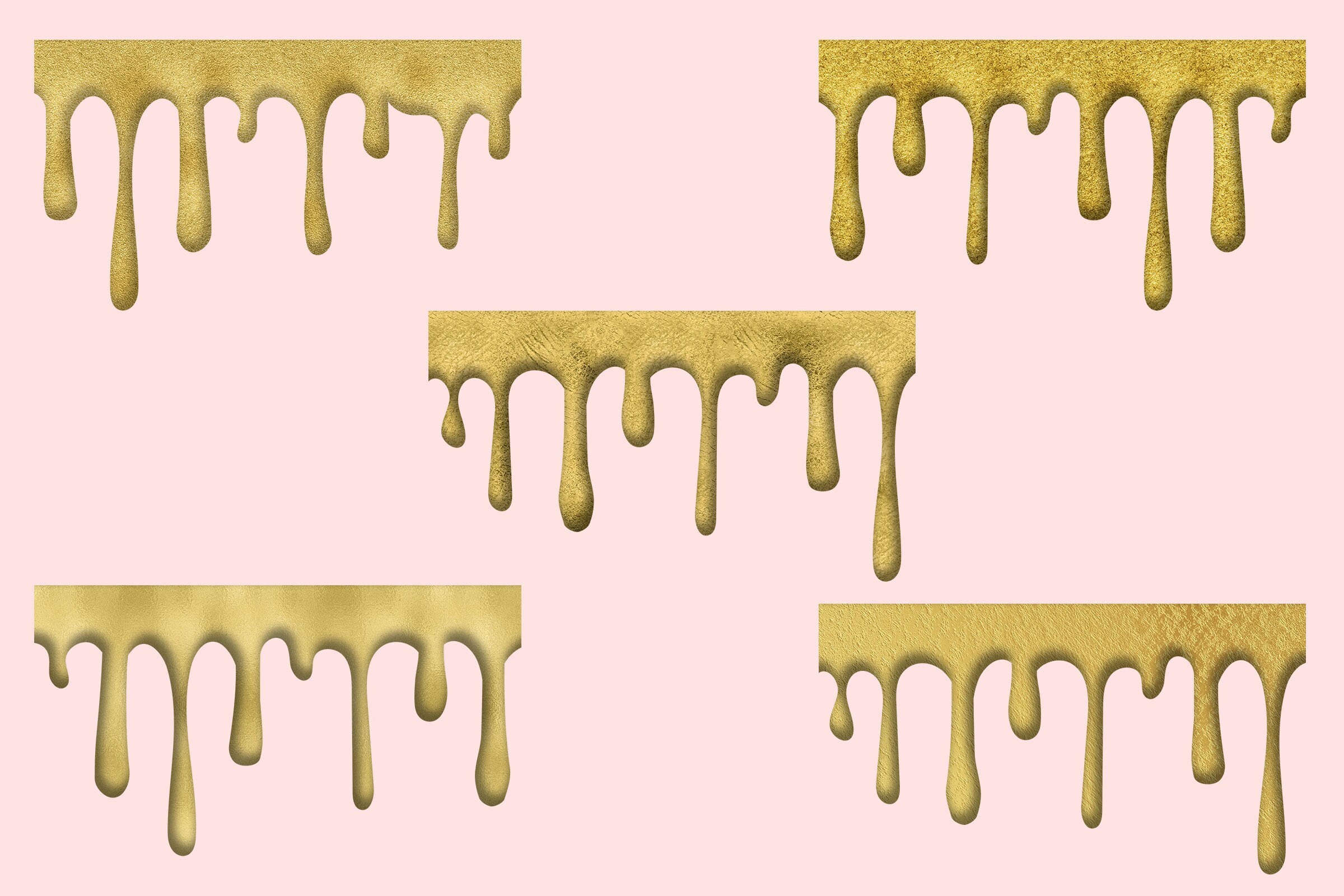 Dripping Gold Overlays, Dripping Gold Clipart, Molten Gold Drips, 10 ...