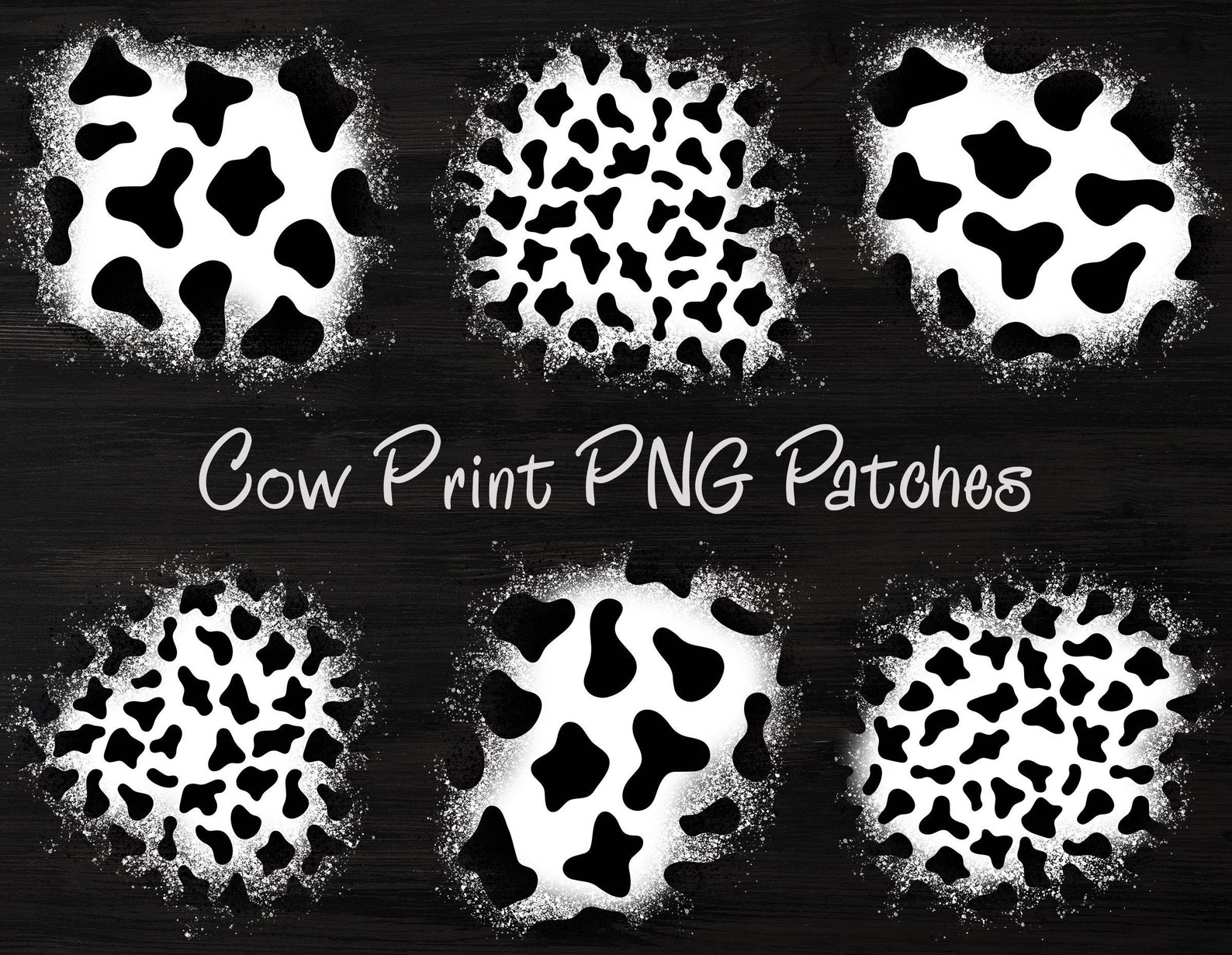 Distressed Cow Print Patches Sublimation Design Cowhide - Etsy