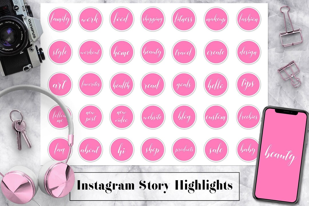 Pink Instagram Story Highlight Templates, Instagram Story Highlight ...