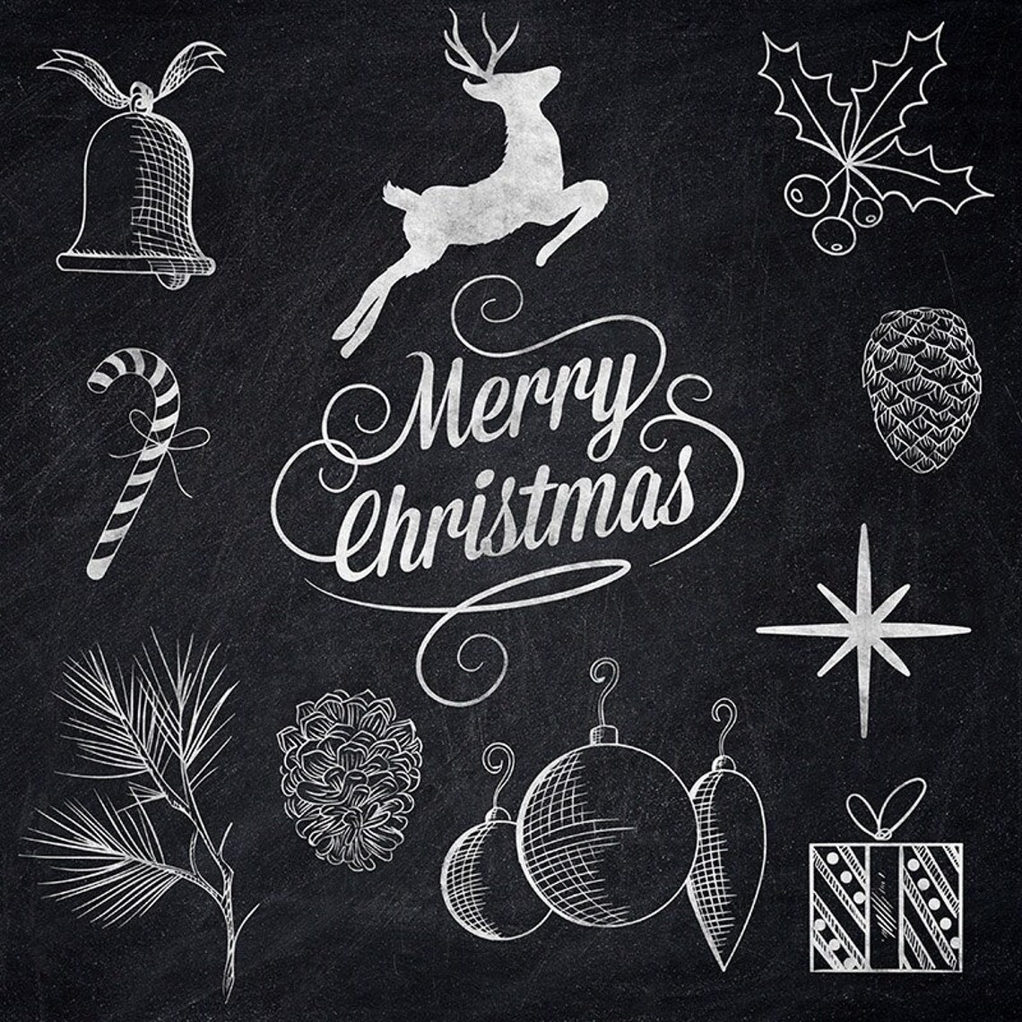Chalkboard Christmas Clipart Christmas Clip Art Chalkboard - Etsy