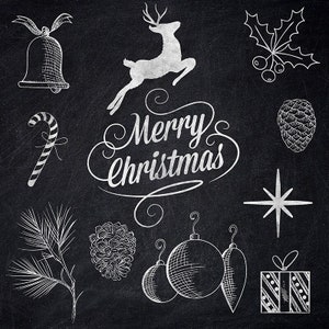 Chalkboard Christmas Clipart, Christmas Clip Art, Chalkboard Xmas ...