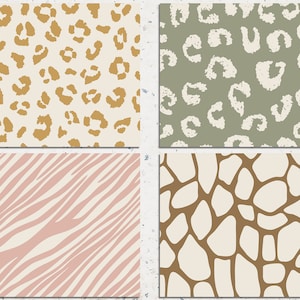 Animal Print Digital Paper, Boho Animal Patterns, Leopard, Giraffe ...
