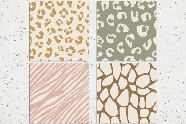 Animal Print Digital Paper, Boho Animal Patterns, Leopard, Giraffe ...