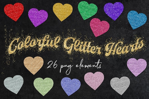 Glitter Hearts Clip Art 26 Png Sparkle Hearts Glitter Design - Etsy