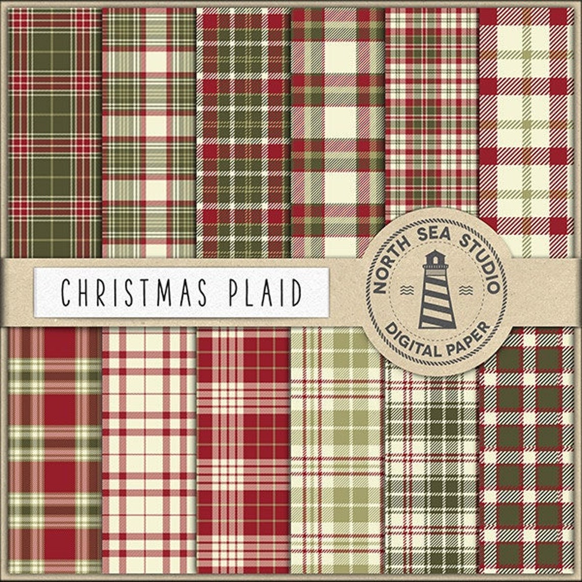 Christmas Plaid Digital Paper Pack | Scrapbook Paper | Printable ...