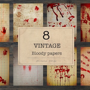 Bloody Notebook Digital Paper, Junk Journal Papers, Collage Sheets ...