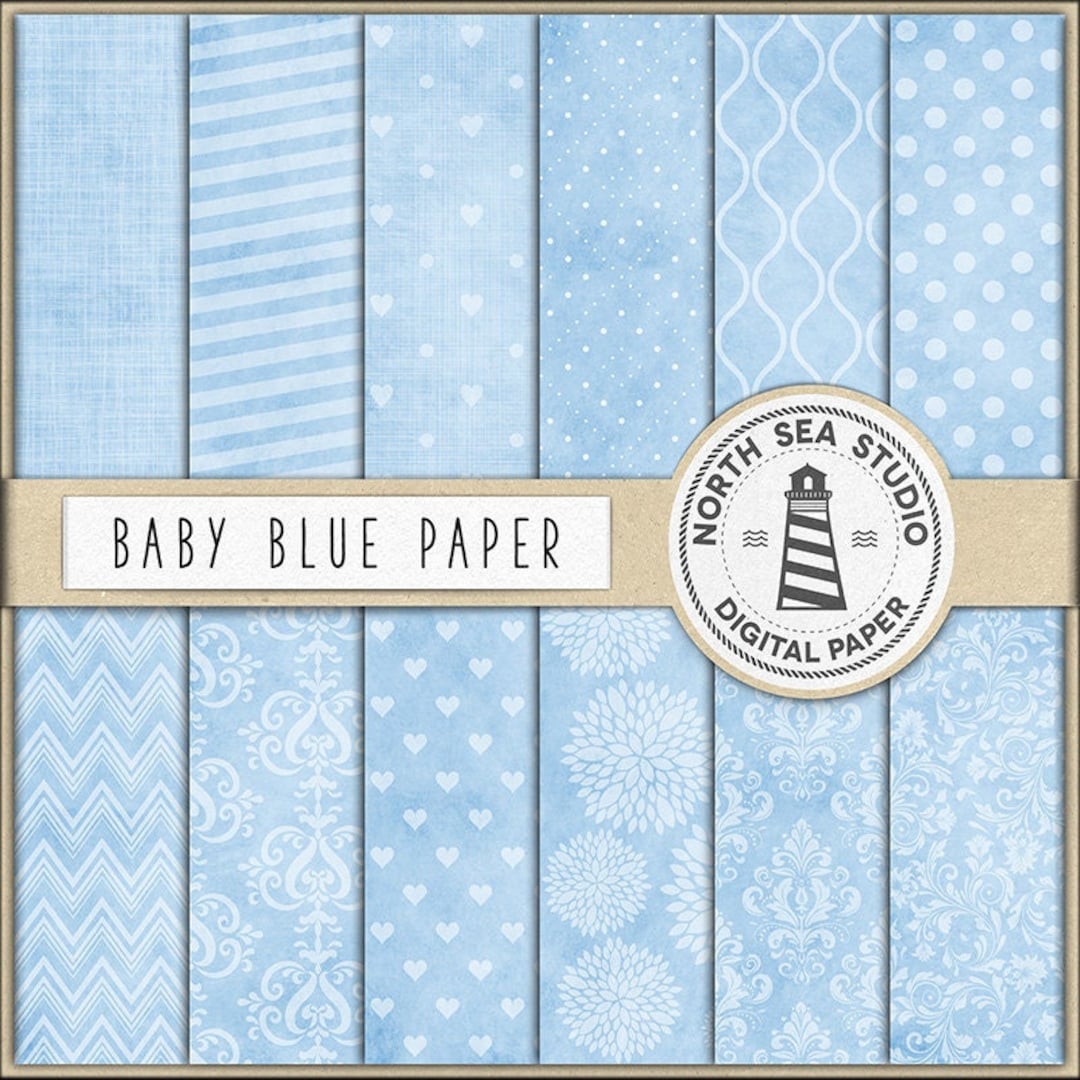 Baby Blue Scrapbooking Paper, Light Blue Digital Paper, Blue Printable ...