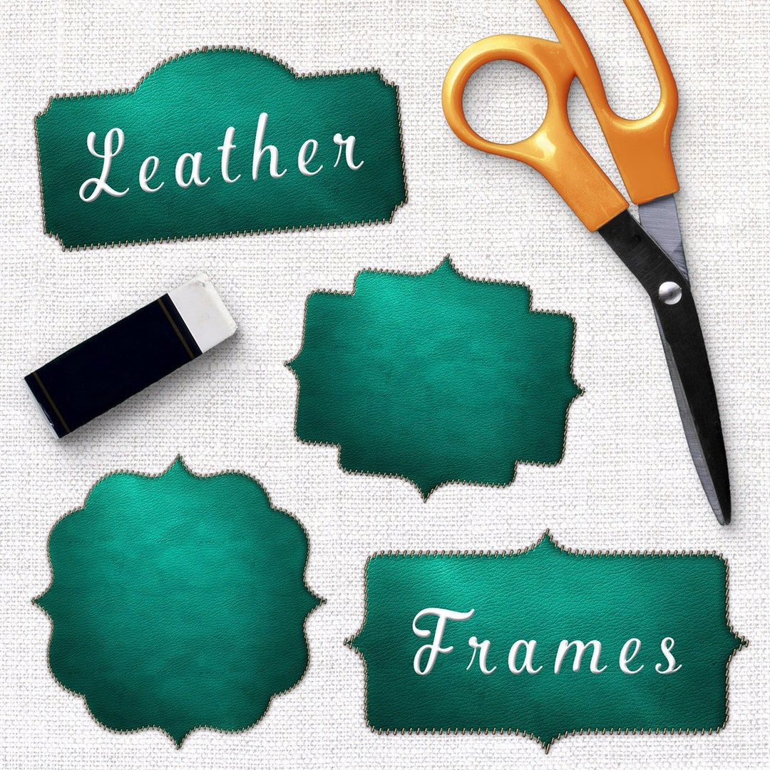 Stitched Leather Frames Clipart, Green Leather Frames, Green Border ...