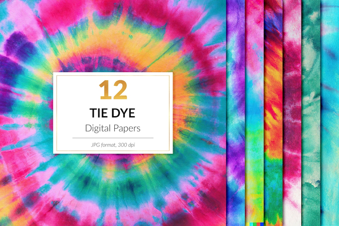 Tie Dye Digital Paper, Tie Dye Textures, Rainbow Printable Paper ...