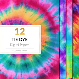 Tie Dye Digital Paper, Tie Dye Textures, Rainbow Printable Paper ...