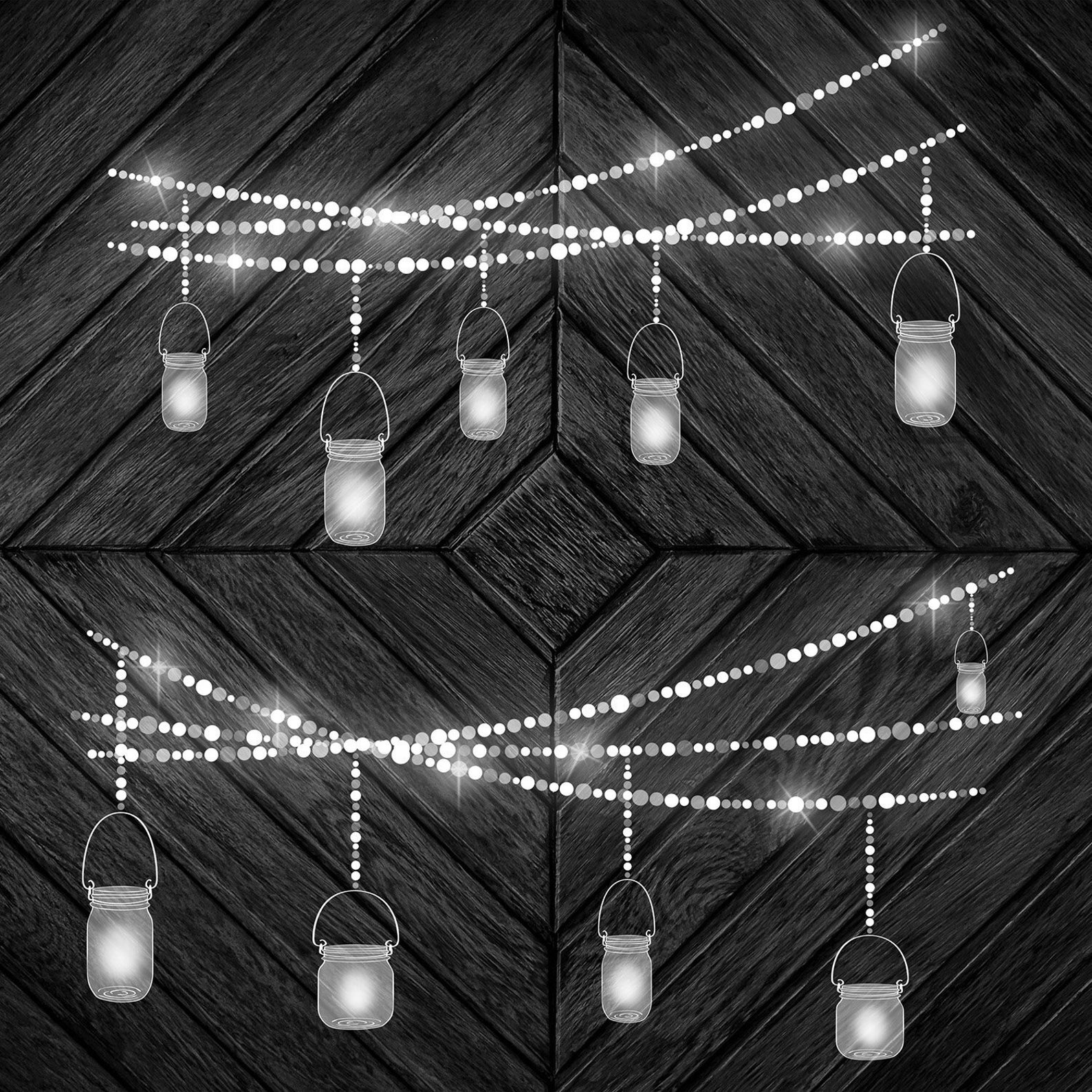 Hanging Lights With Mason Jars, Bokeh String Lights Clipart, Sparkle ...