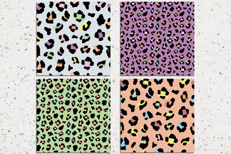 Digital Paper With Leopard Skin, Endless Colorful Backgrounds, Abstract ...