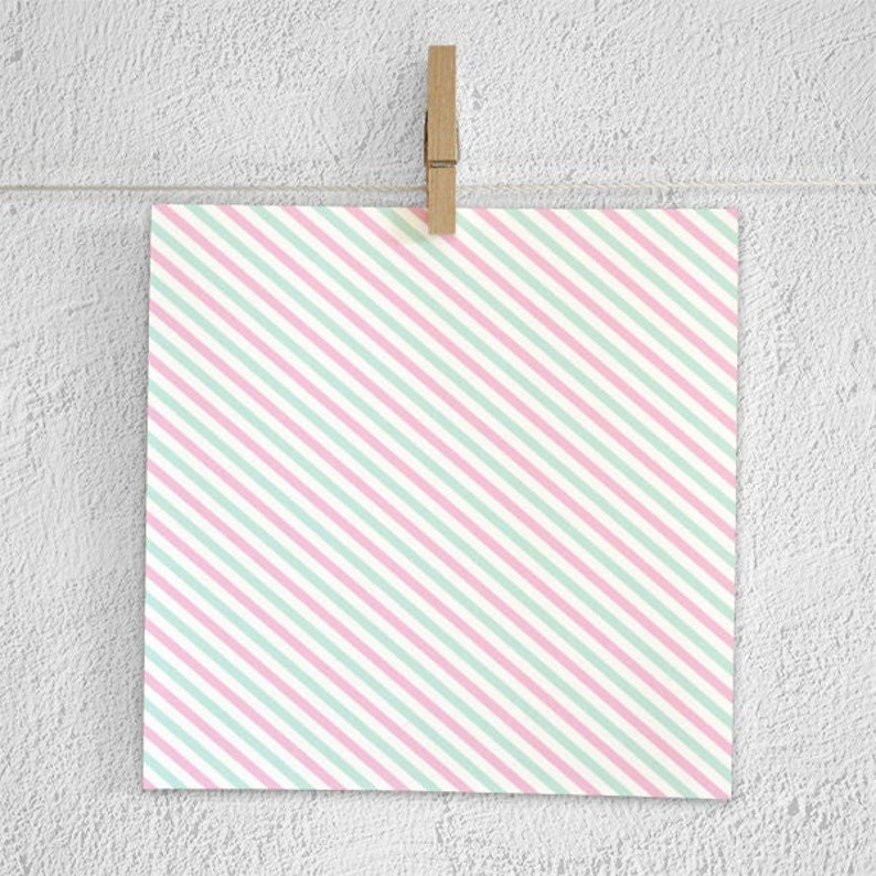 Mint and Pink Digital Paper Pack | Scrapbook Paper | Printable ...