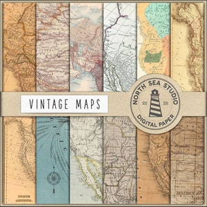 Vintage Maps Digital Paper, Old Maps Backgrounds, Old Map Patterns ...