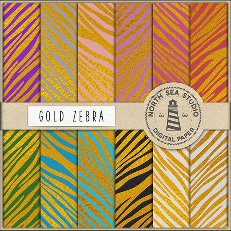 Gold Zebra Digital Paper Pack Gold Animal Pattern - Etsy