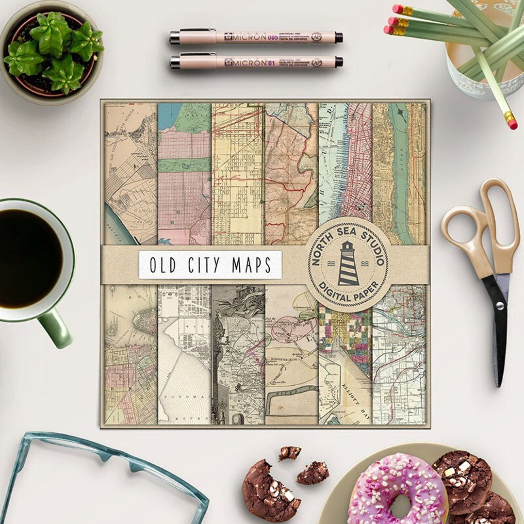 Lost In, City Maps Digital Paper, Vintage Map Backgrounds, Old Map ...