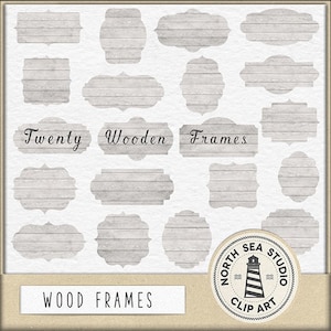 Wood Frames Clipart: wood Frames, Digital Clip Art Pack With Wood ...
