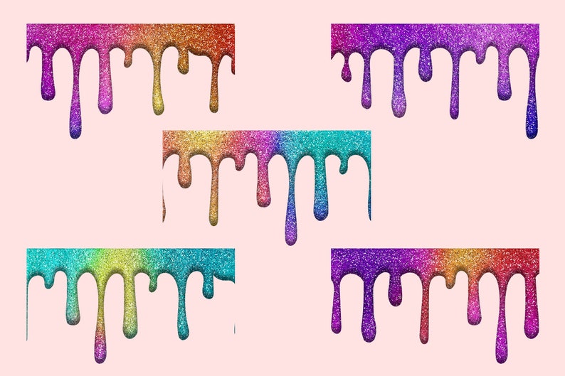 Glitter Dripping Overlays, Dripping Glitter Clipart, Rainbow Glitter ...