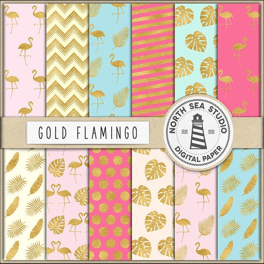 Tropical Island, Digital Paper, Gold Tropical Paper, Summer Tropical ...