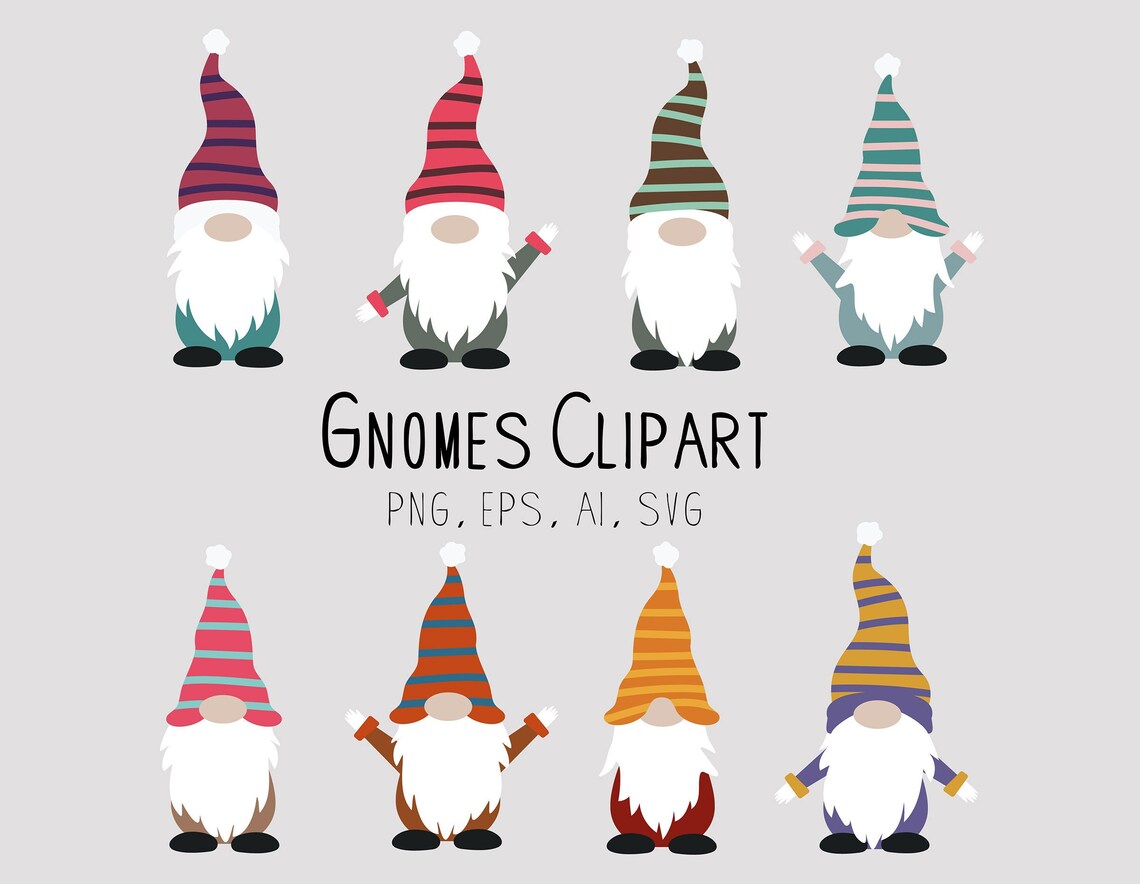 Gnome Clipart, Garden Gnomes Clipart, Gnome Png and Svg Cut Files ...