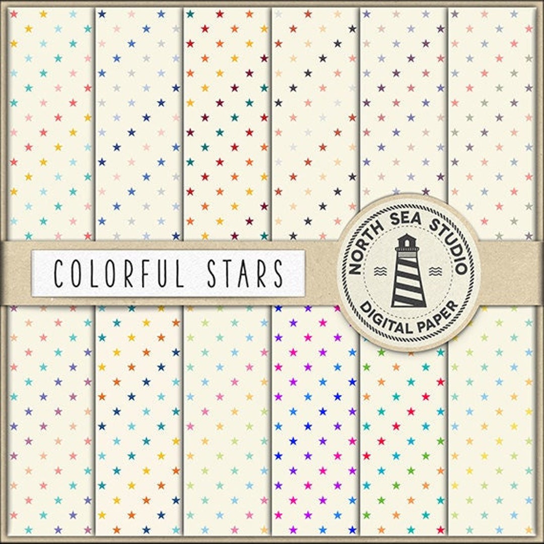 Stars Digital Paper Star Paper Star Patterns Digital Scrapbooking 12 ...