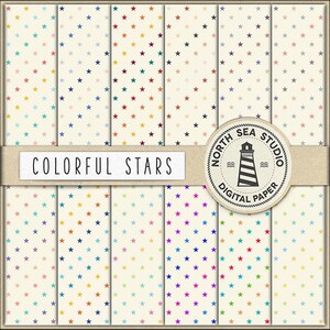 Stars Digital Paper Star Paper Star Patterns Digital Scrapbooking 12 ...