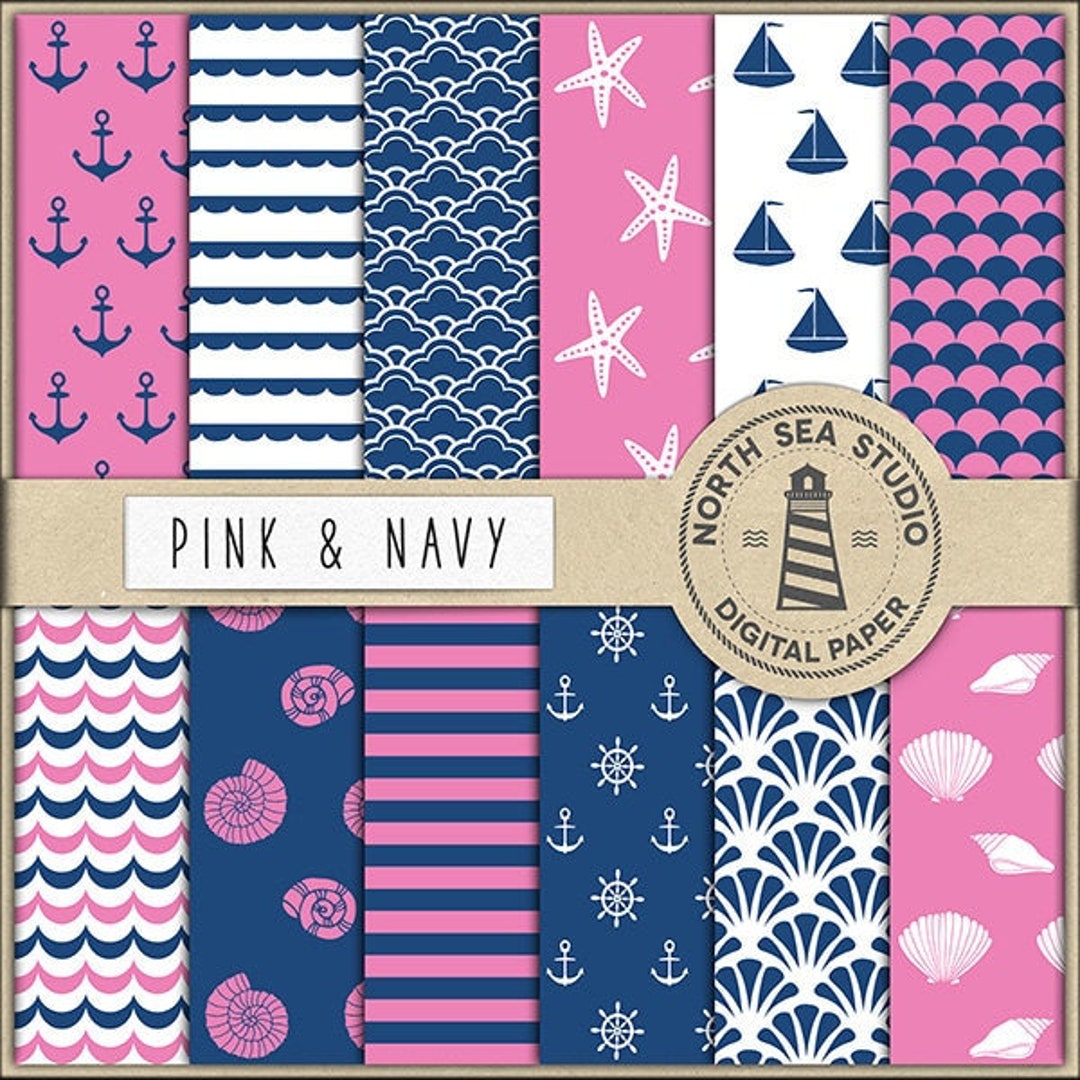 Ahoi Nautical Digital Paper Pack | Scrapbook Paper | Printable ...